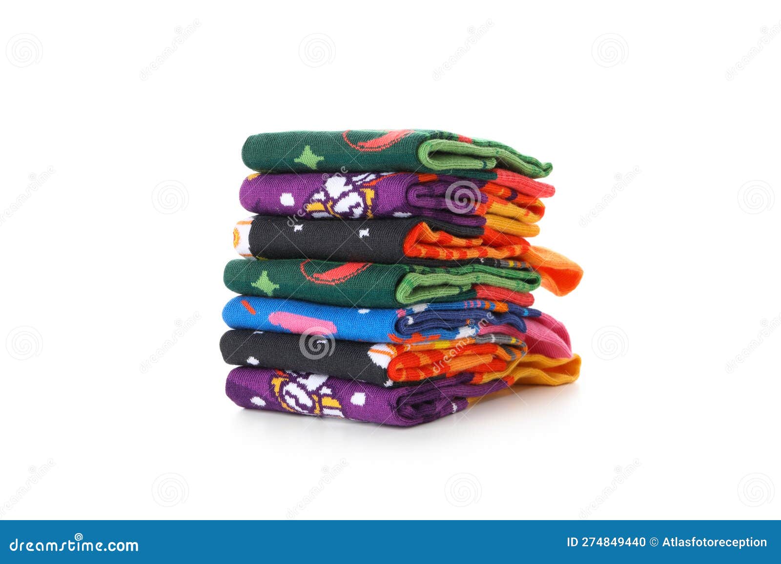 Stack of Socks Isolated on White Background Stock Photo - Image of ...