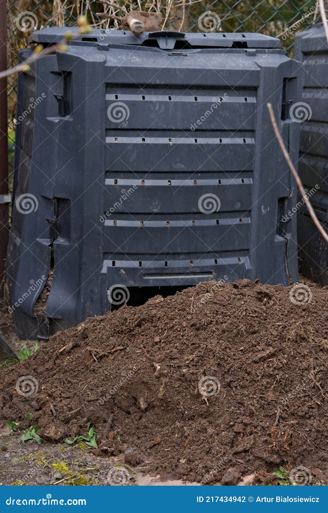 A Stack of Soil in Front of the Composter Stock Photo - Image of ...