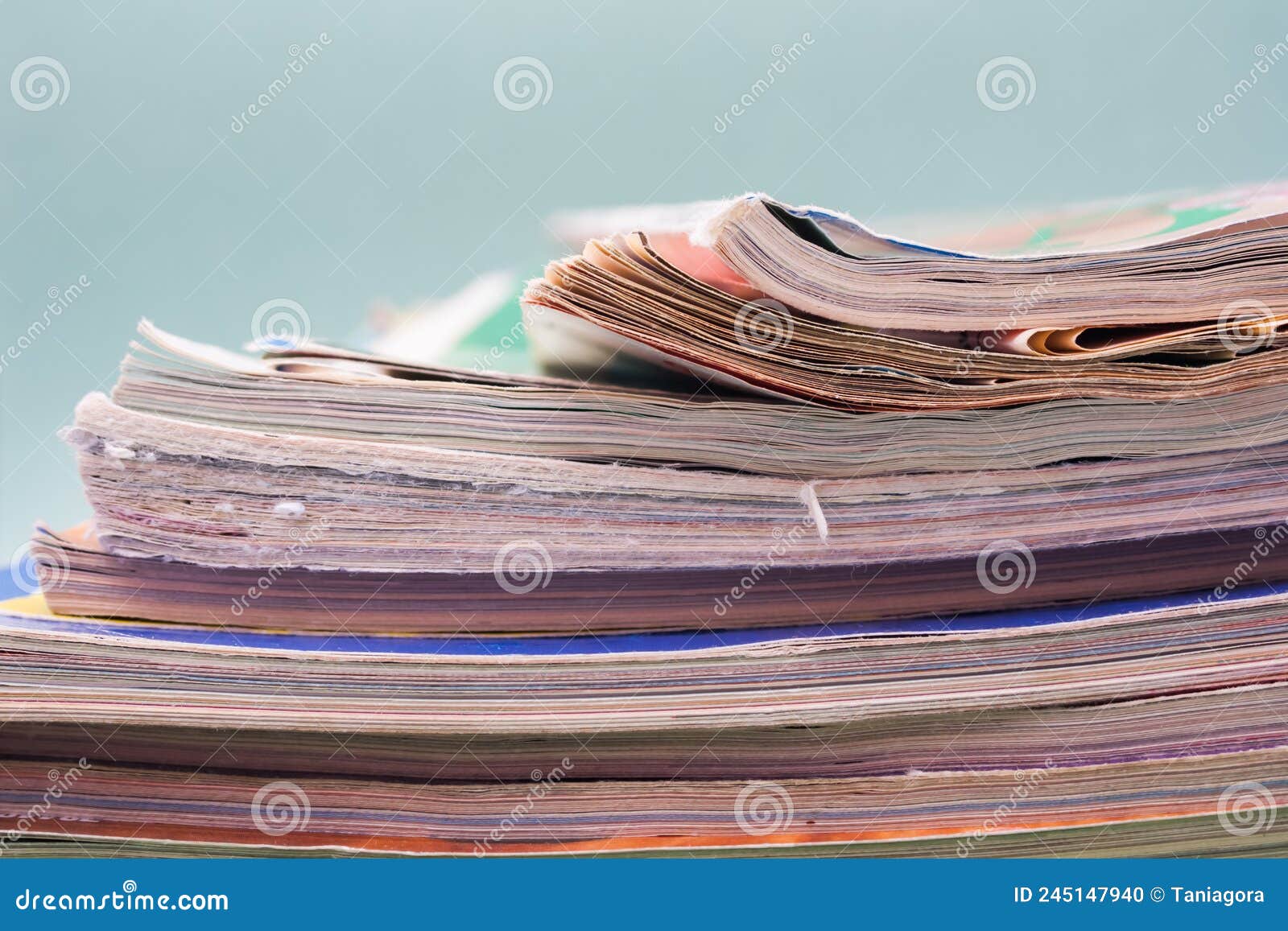 A Stack of Soiled Sheets of Old Magazines. Stock Photo - Image of waste ...