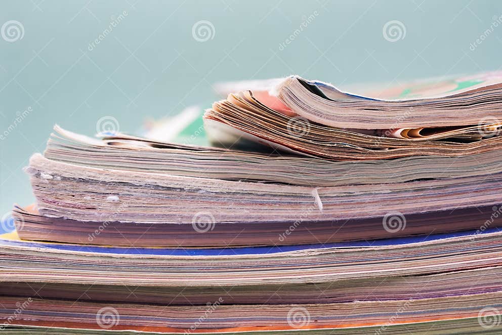 A Stack of Soiled Sheets of Old Magazines. Stock Photo - Image of waste ...