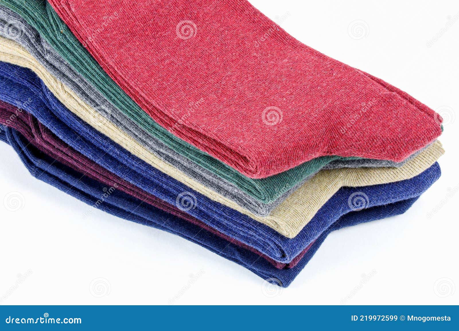 Stack of Solid Colored Socks, Close-up. Isolated on White Background ...