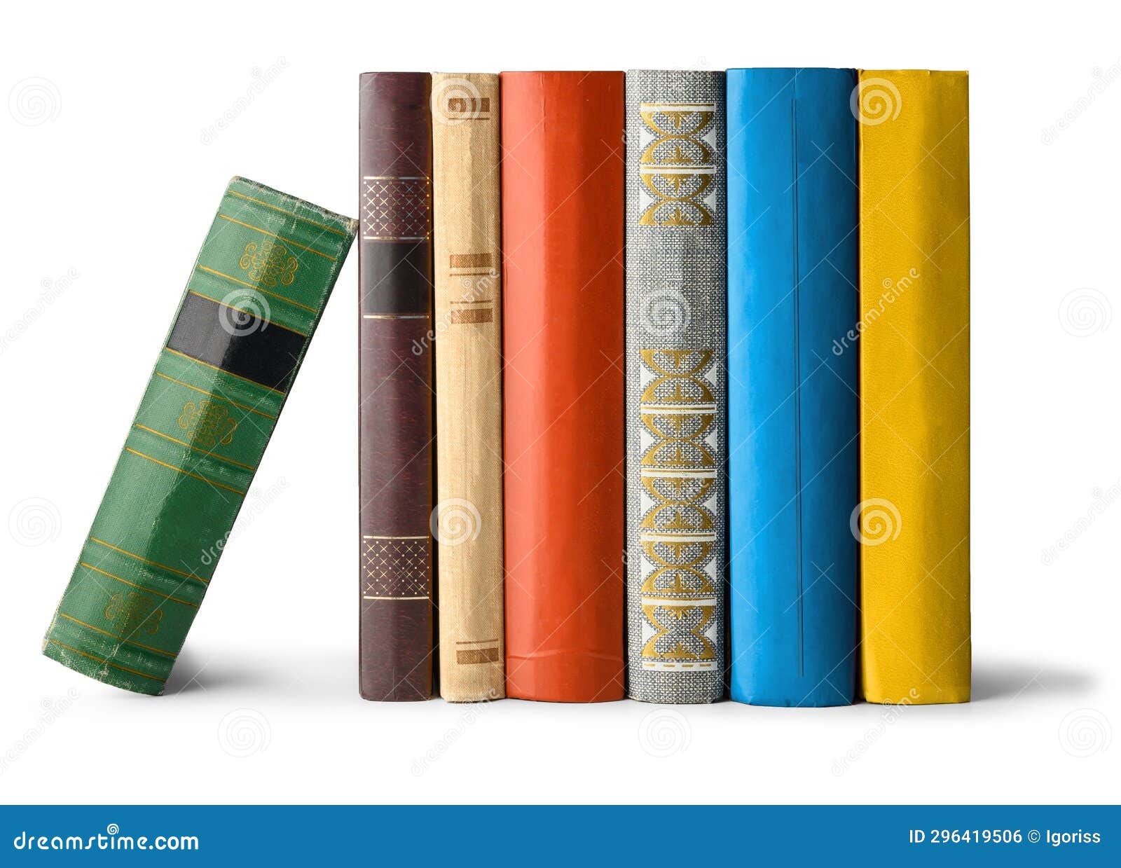 Stack of Some Books in Row Isolated on White Stock Photo - Image of ...