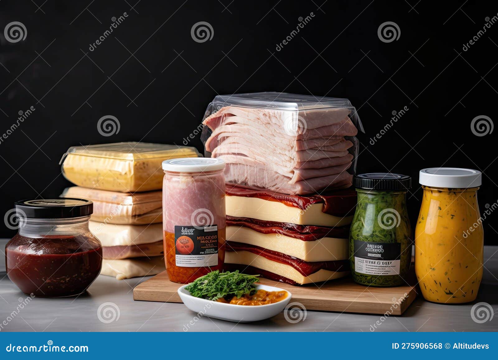 Stack of Sous-vide Cooked Meats, Cheeses, and Sauces for Ultimate ...