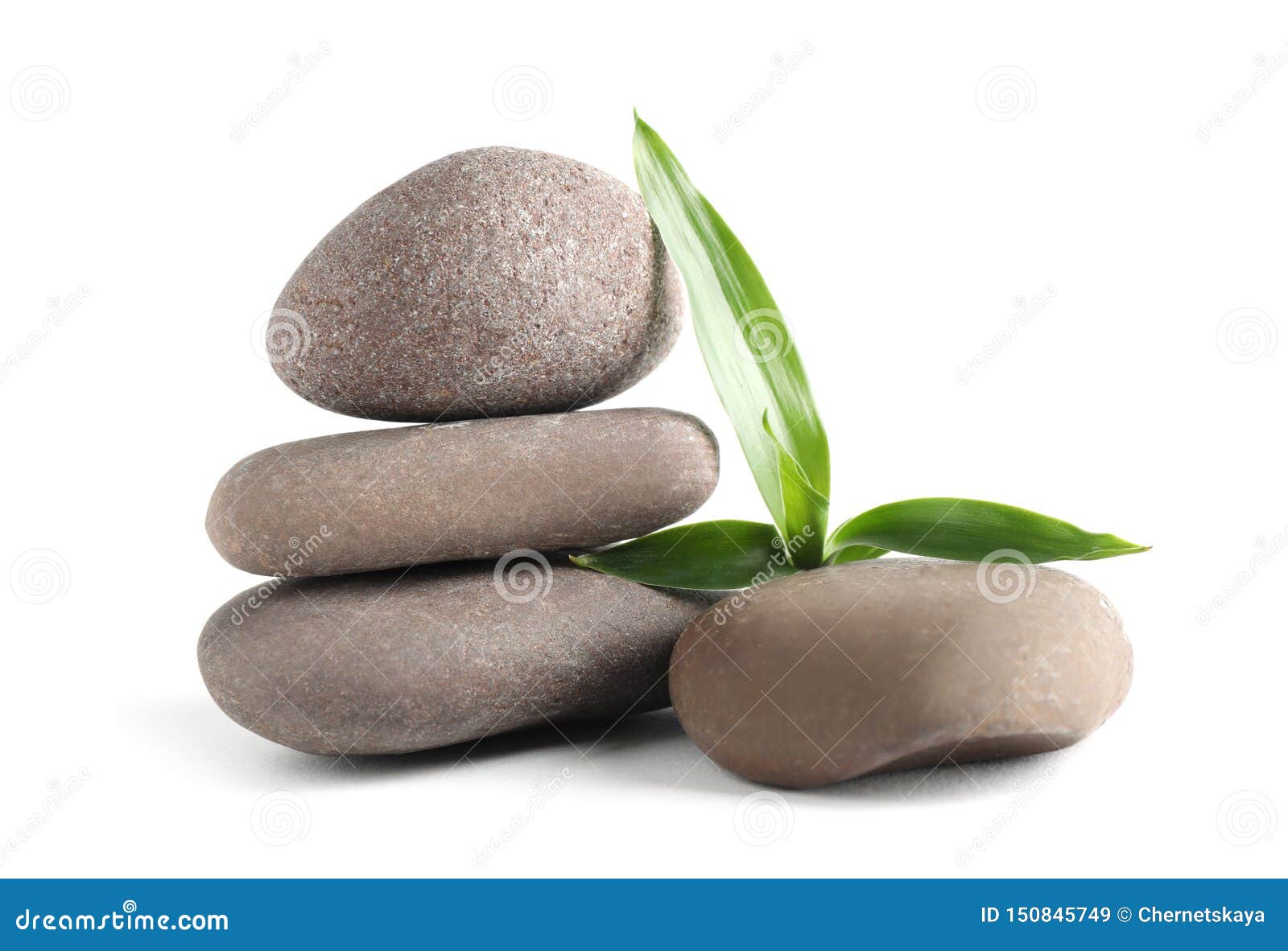 Stack of Spa Stones with Bamboo on White Stock Image - Image of ...