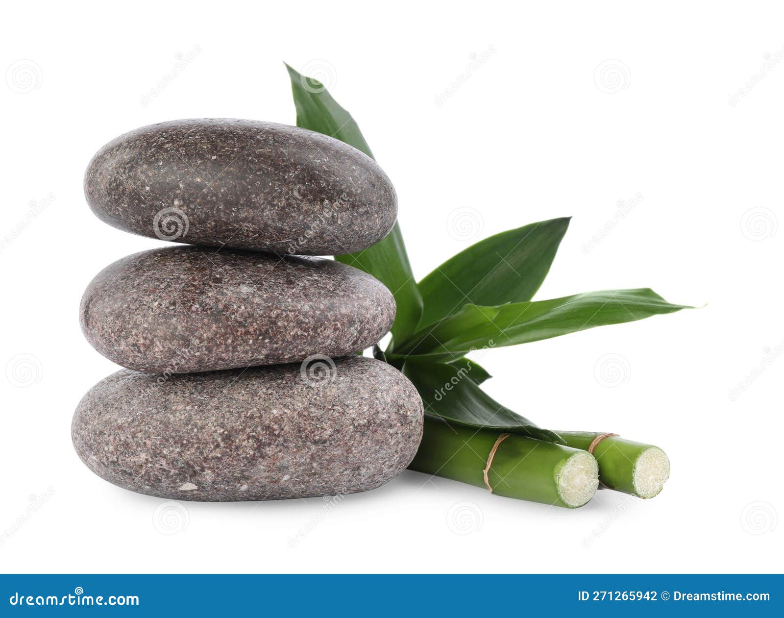 Stack of Spa Stones and Bamboo on White Background Stock Photo - Image ...