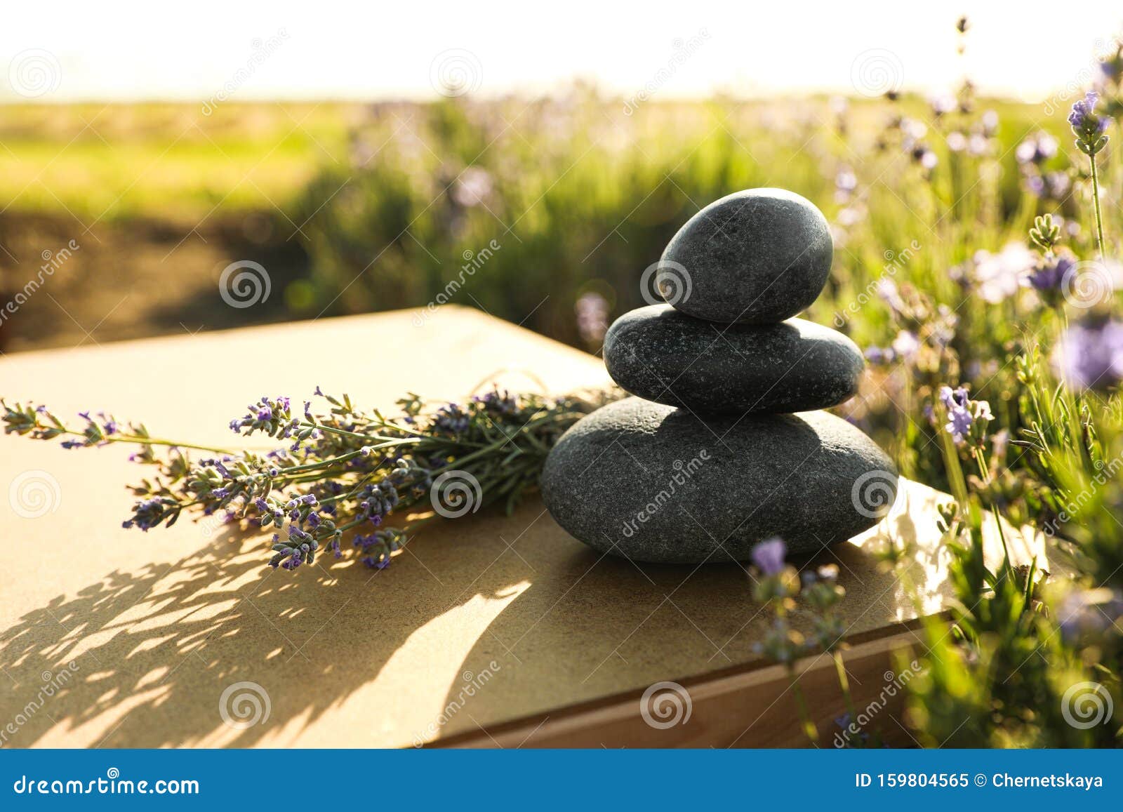 Stack of Spa Stones on Wooden Table. Harmony and Zen Stock Image ...