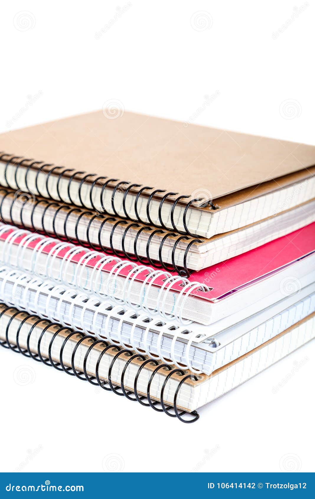 Stack Spring Notebooks Isolated on White Background Stock Photo - Image ...