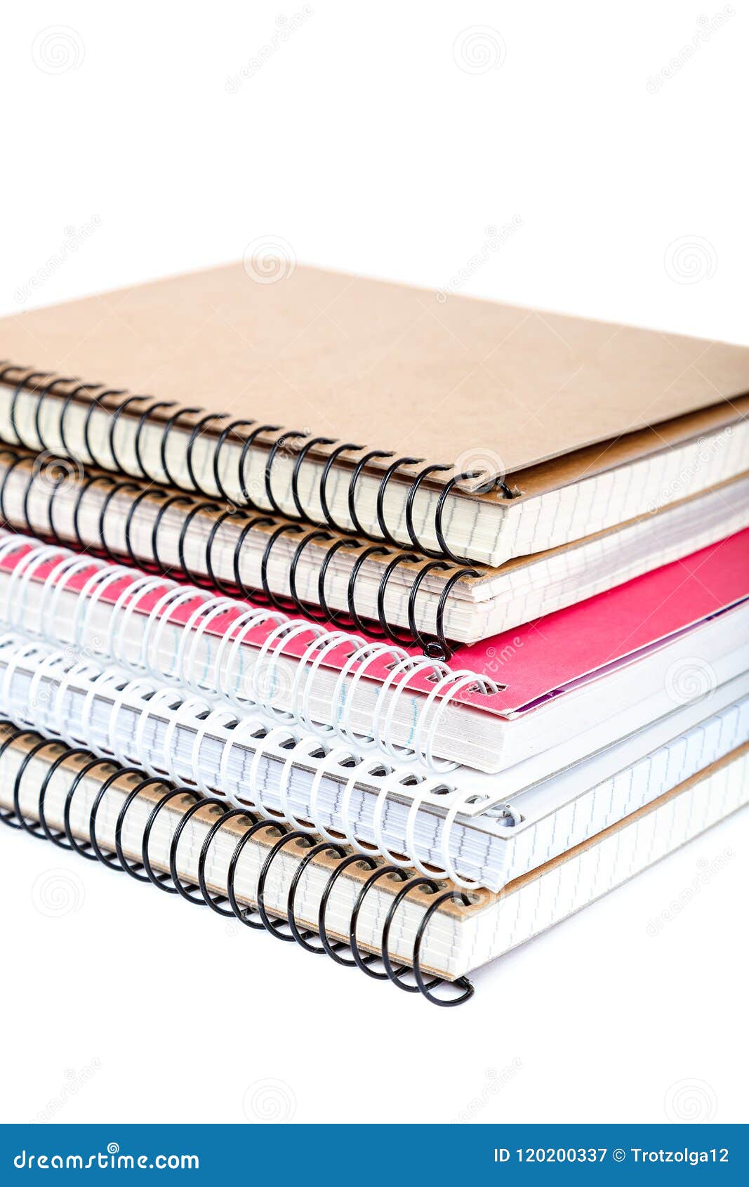 Stack Spring Notebooks Isolated on White Background Stock Image - Image ...