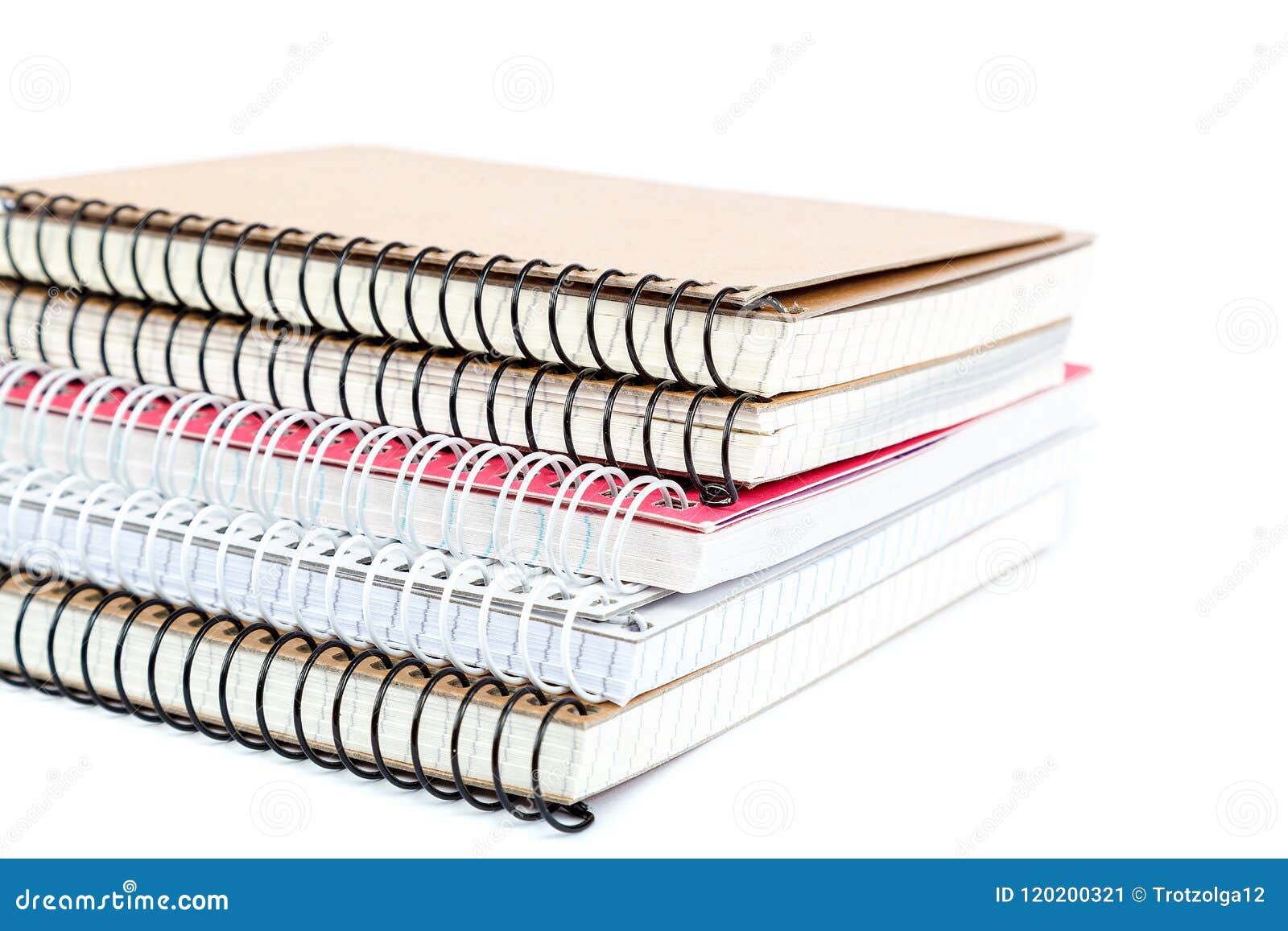 Stack Spring Notebooks Isolated on White Background Stock Image - Image ...