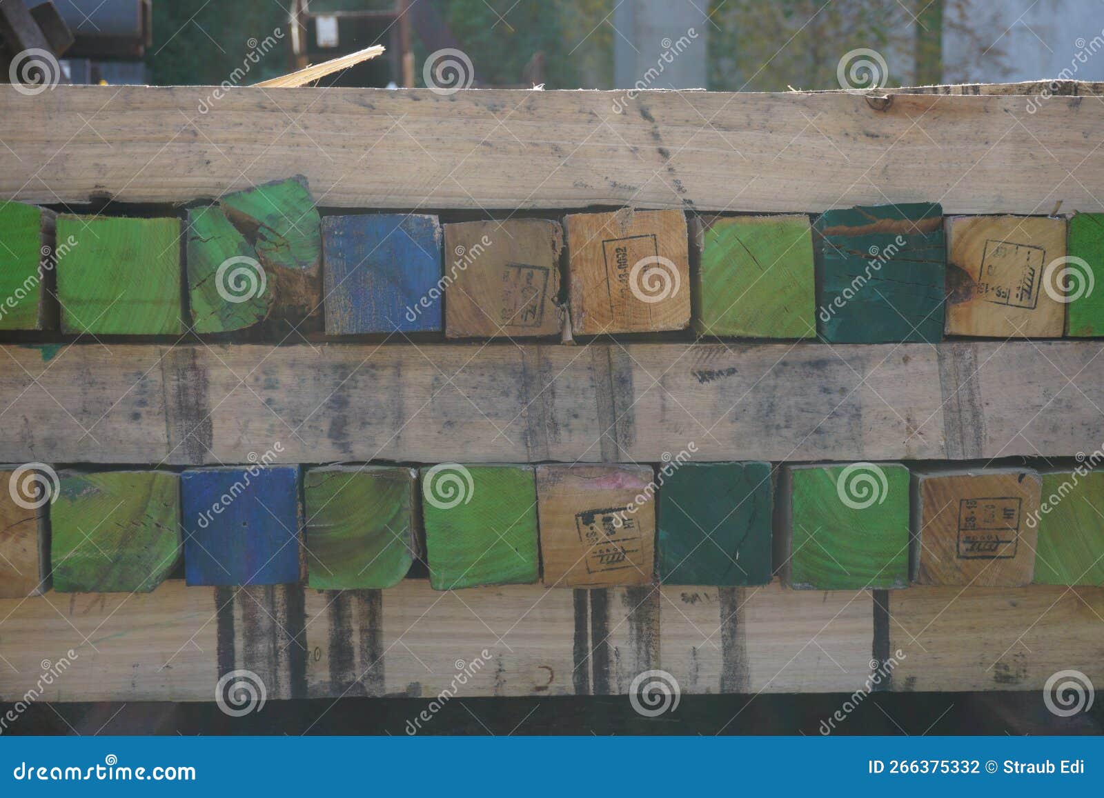 Stack of Square Coloured Wood Stock Photo - Image of square, outdoor ...