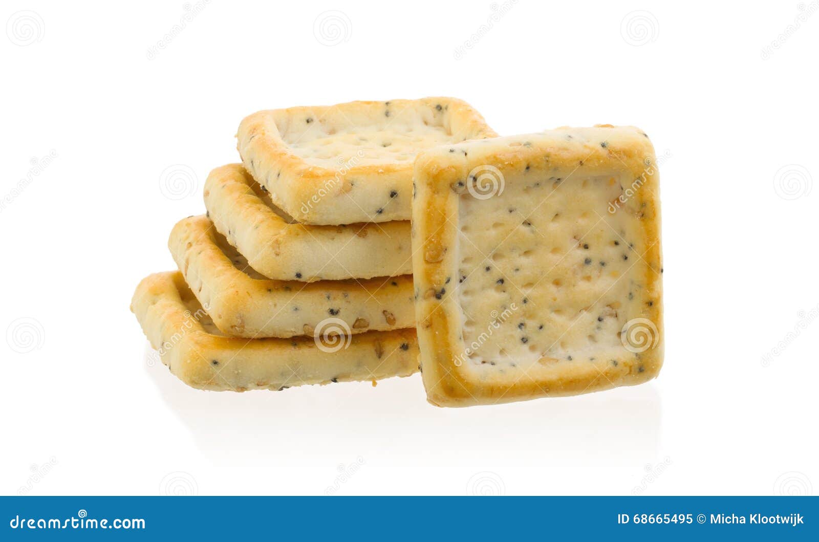 Stack of Square Crackers Isolated Stock Image - Image of food, crisp ...