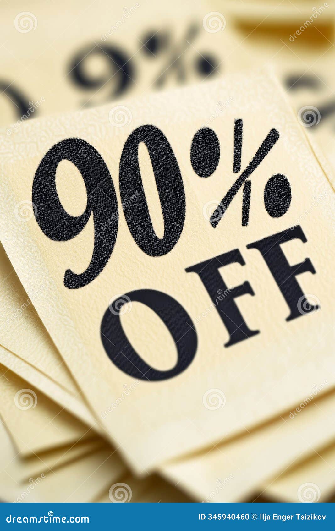 Stack of Square Ivory Notes with 90 OFF in Bold Black Text, Isolated on ...