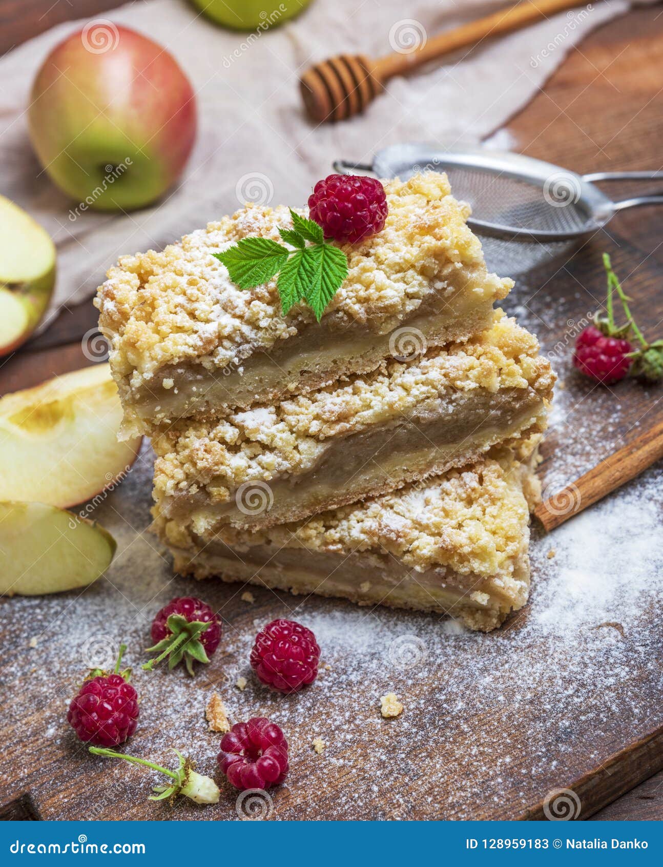 Stack of Square Pieces of Baked Apple Pie Stock Image - Image of food ...