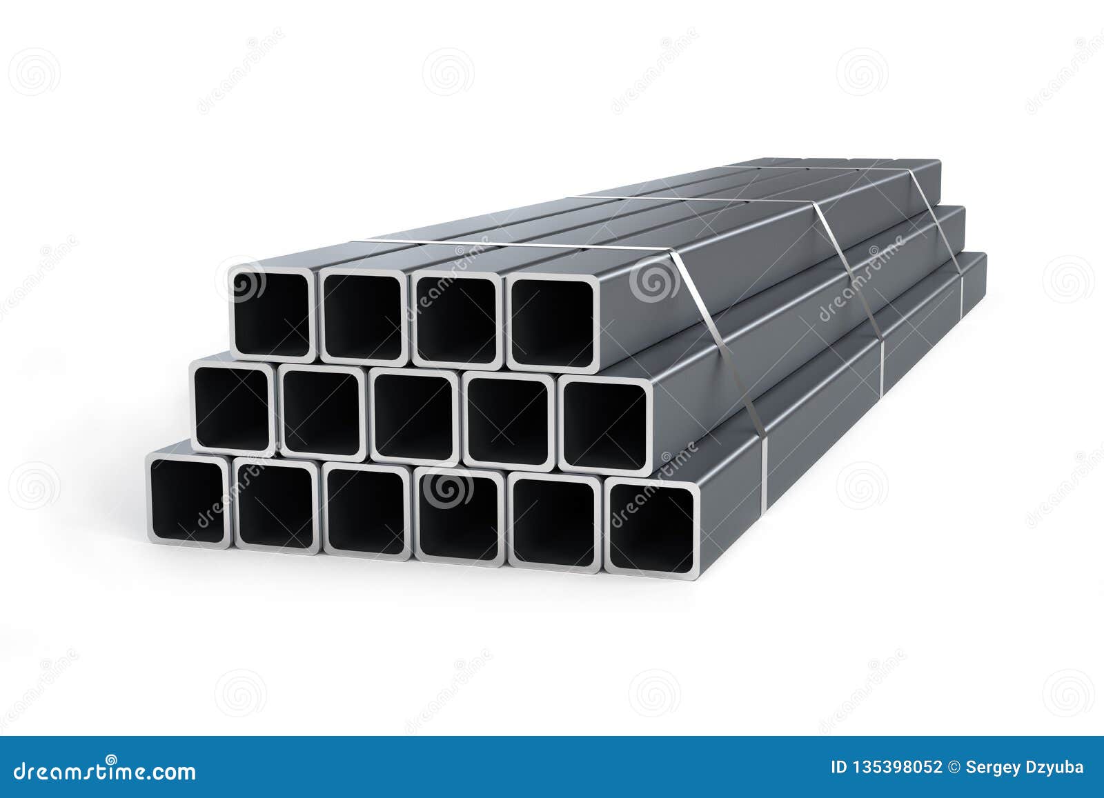 Stack of Square Pipes Isolated on White Background Stock Illustration ...