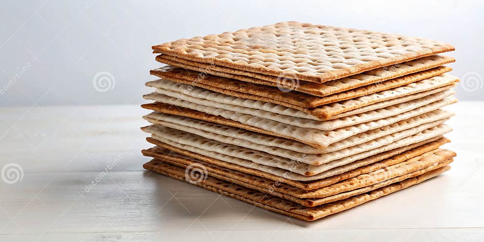 Stack of Square and Round Matzah Creative AI Stock Illustration ...
