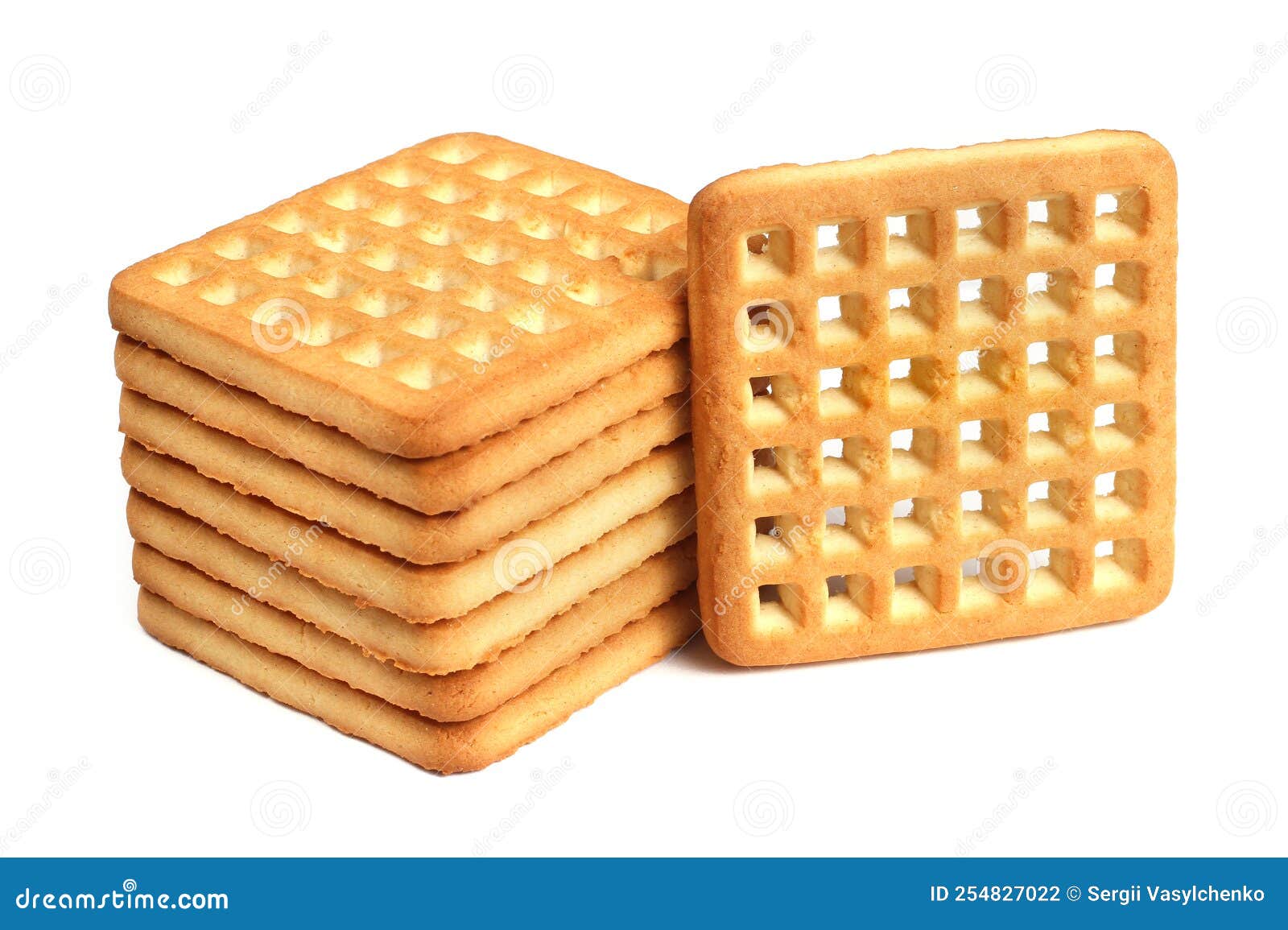 A Stack of Square-shaped Cookies on a White Background. Stock Photo ...