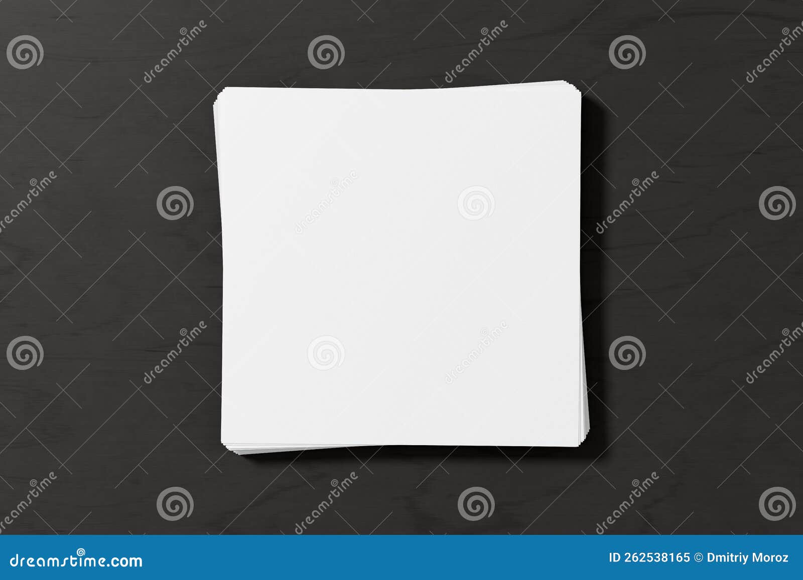 Stack of Square Sheets of Paper on the Dark Wooden Table Stock ...