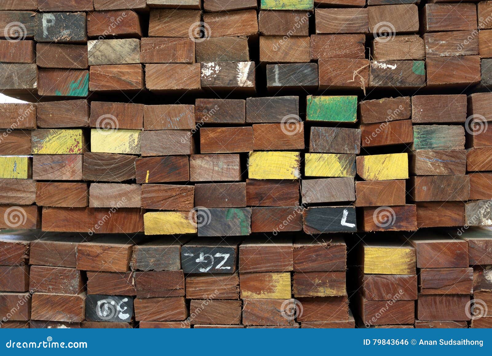 Stack of Square Wood Planks for Background Stock Photo - Image of ...