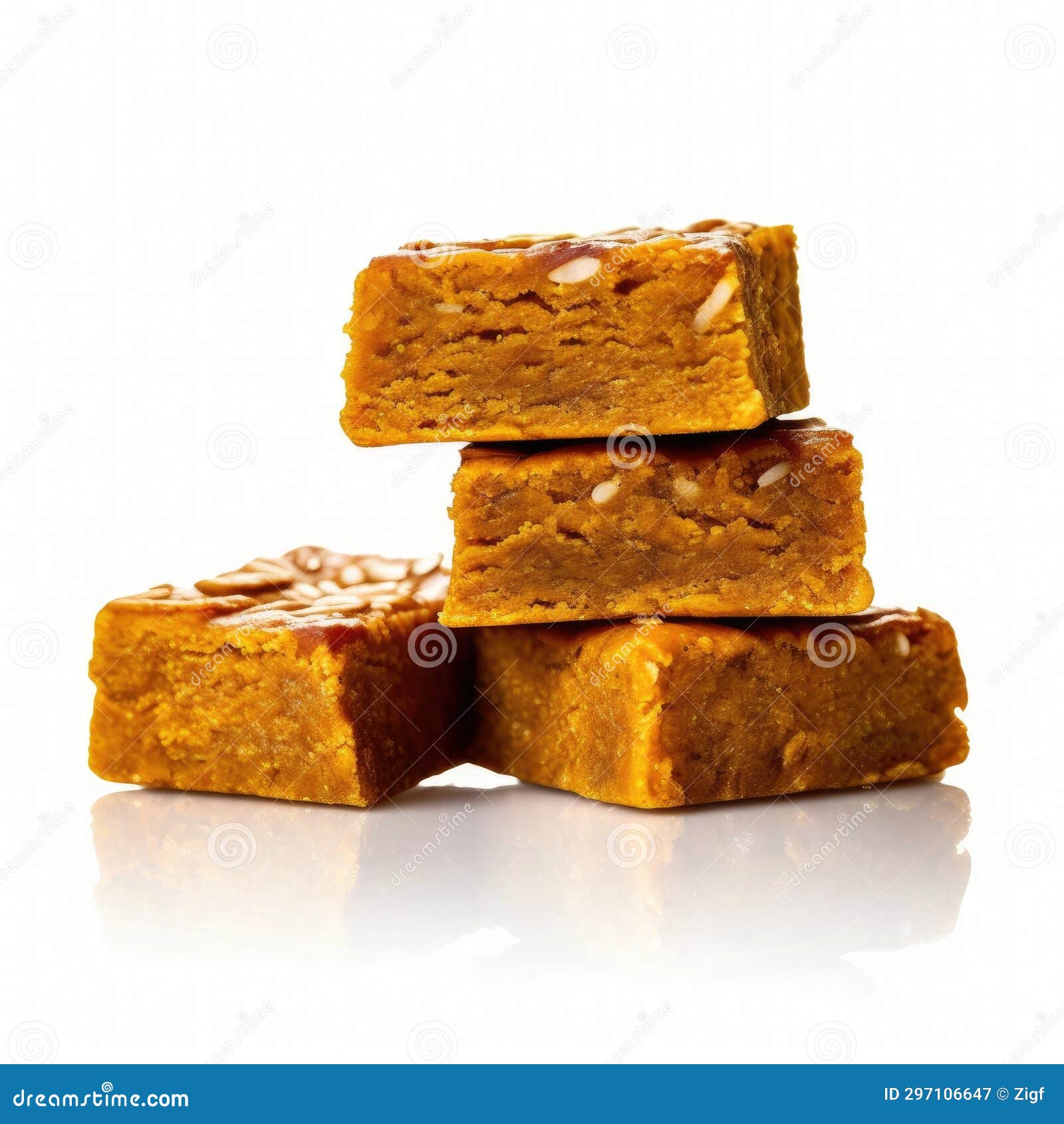 Stack of Squares of Pumpkin Fudge on a White Background Stock ...