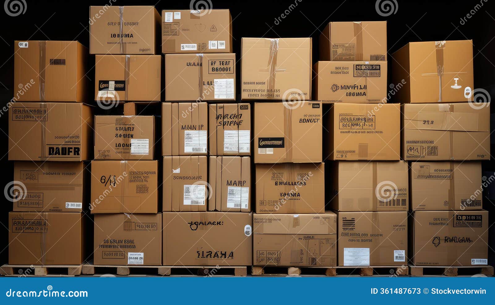Stack Stacked Cardboard Boxes Stock Illustration - Illustration of ...