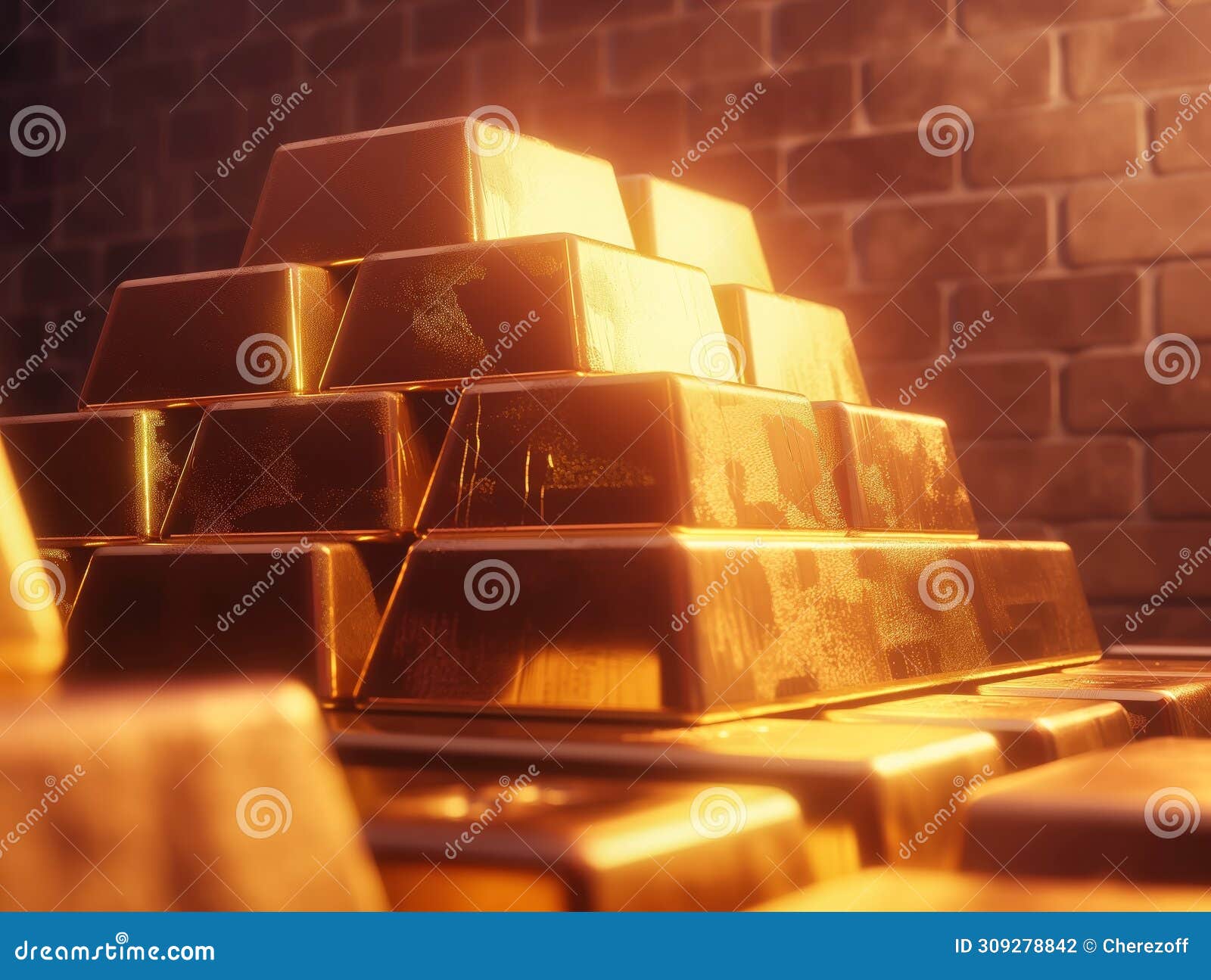 Stack of stacked gold bars stock photo. Image of ingot - 309278842