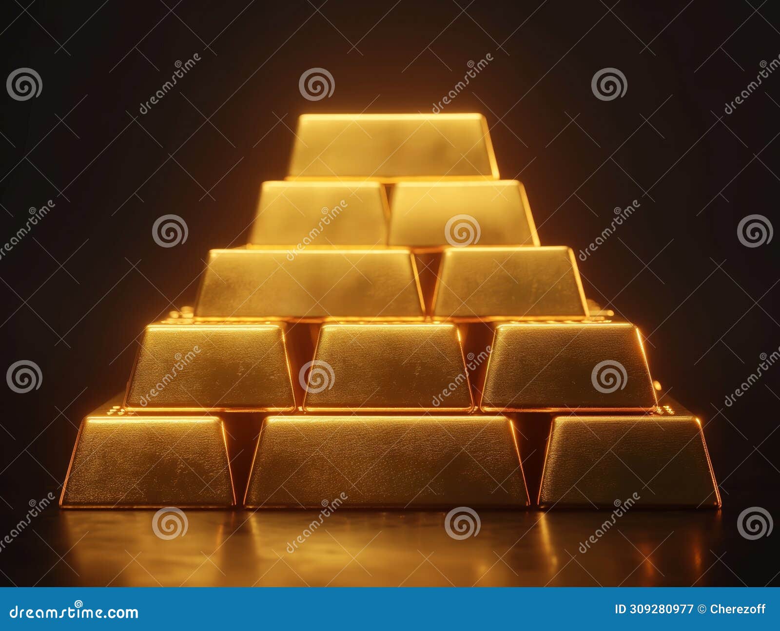 Stack of stacked gold bars stock image. Image of safe - 309280977