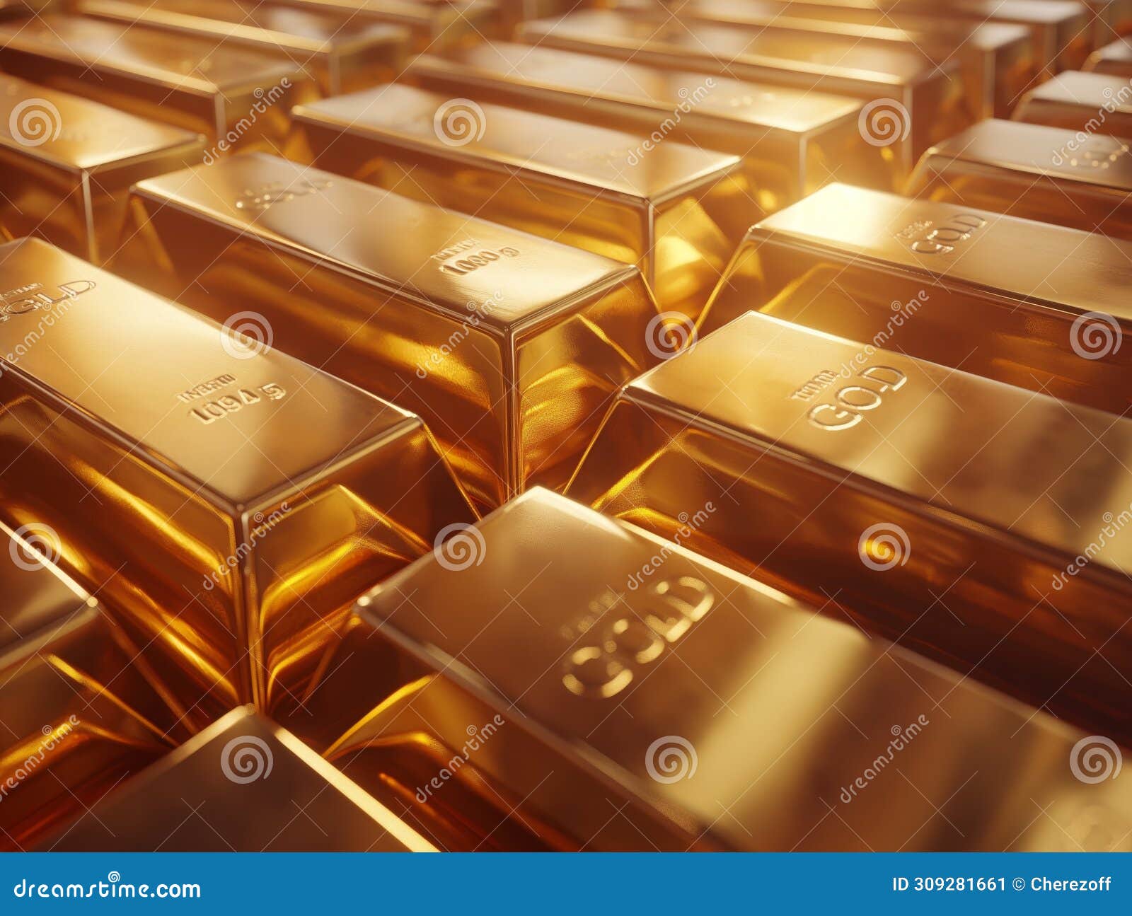 Stack of stacked gold bars stock image. Image of gold - 309281661