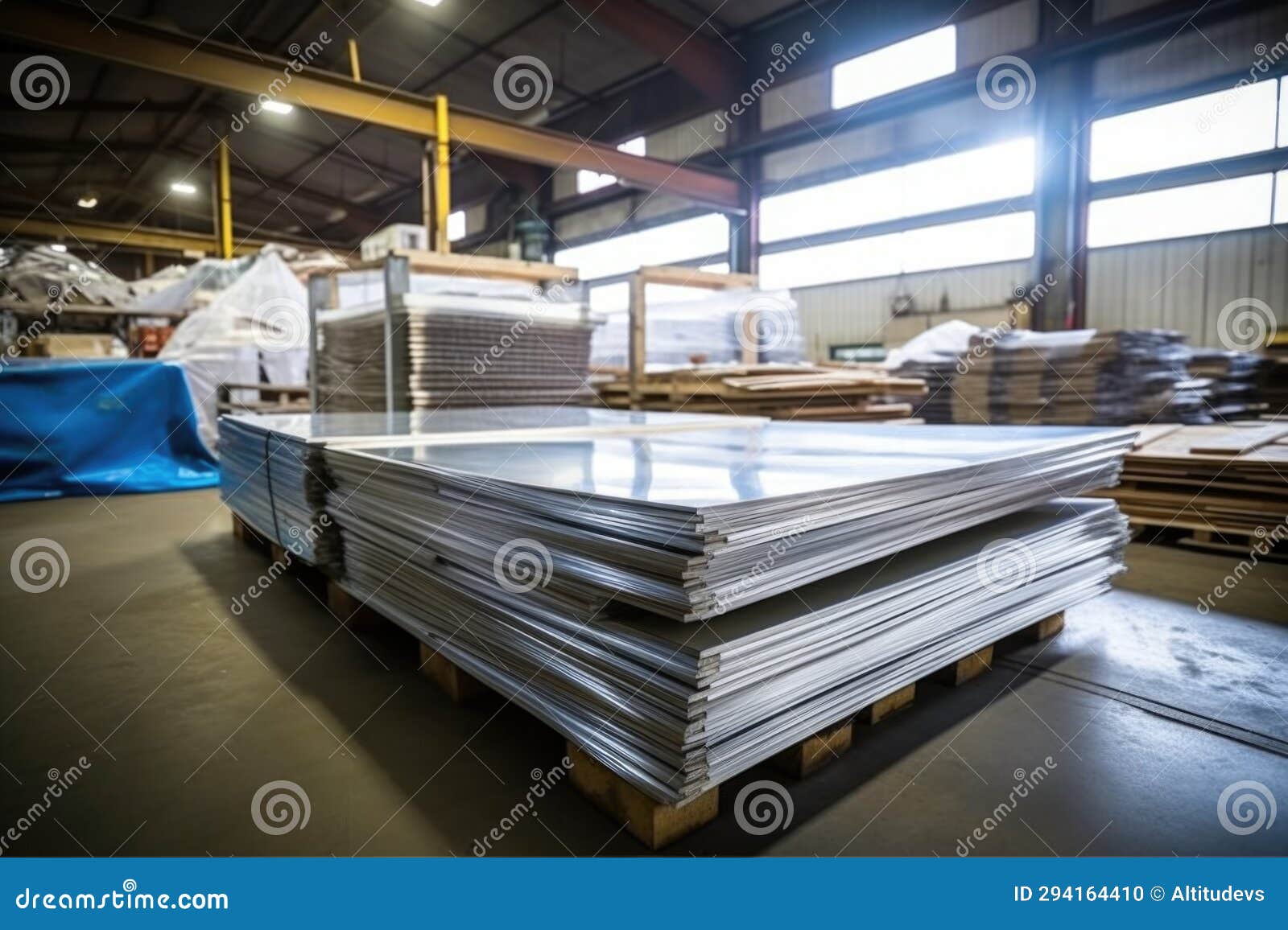 Stack of Stainless Steel Sheets in the Factory Stock Illustration ...