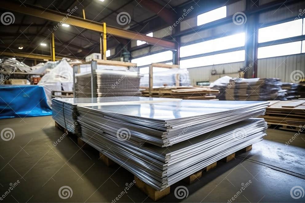Stack of Stainless Steel Sheets in the Factory Stock Illustration ...