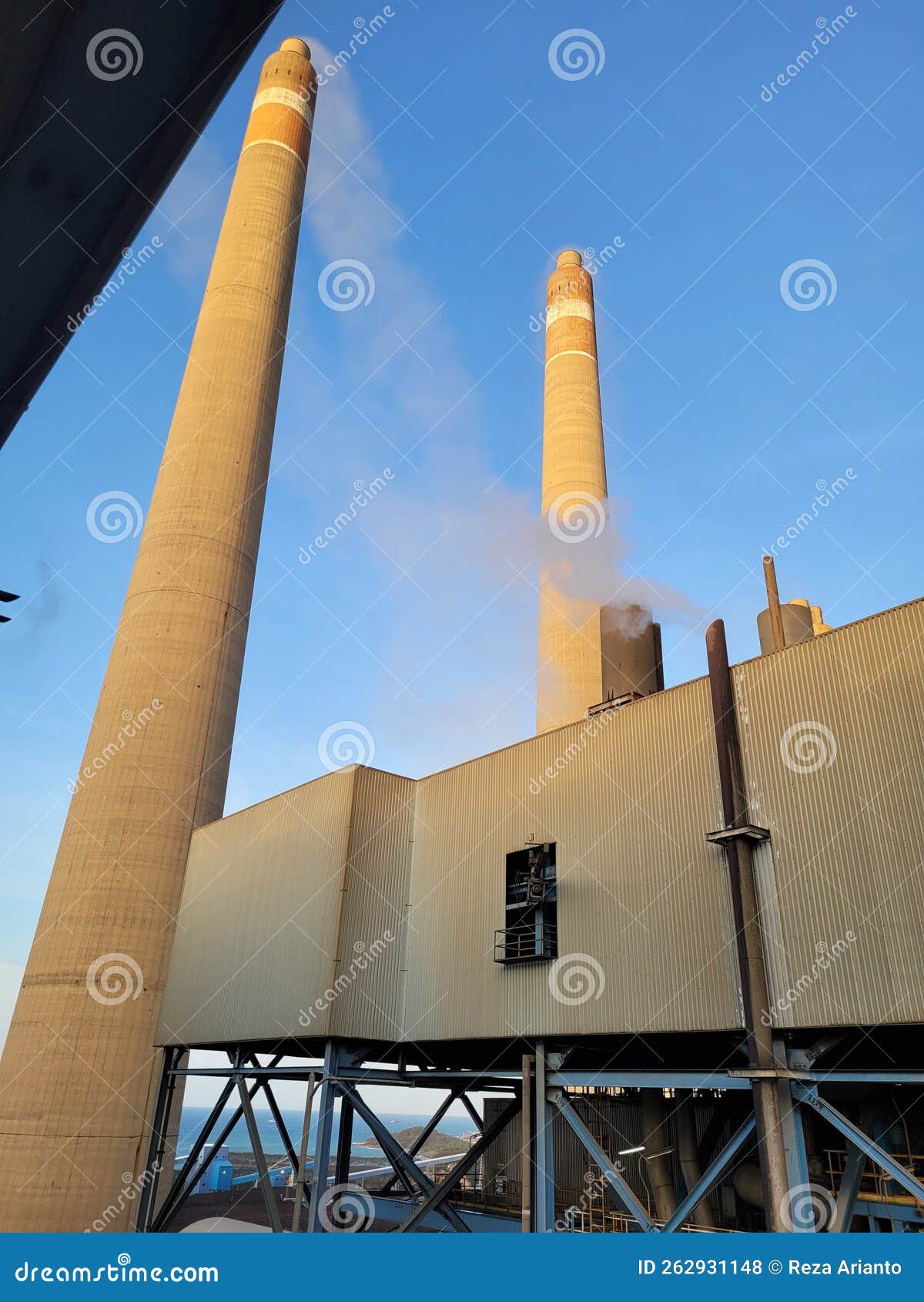 Stack Steam Power Plant Generation Unit Stock Photo - Image of roof ...