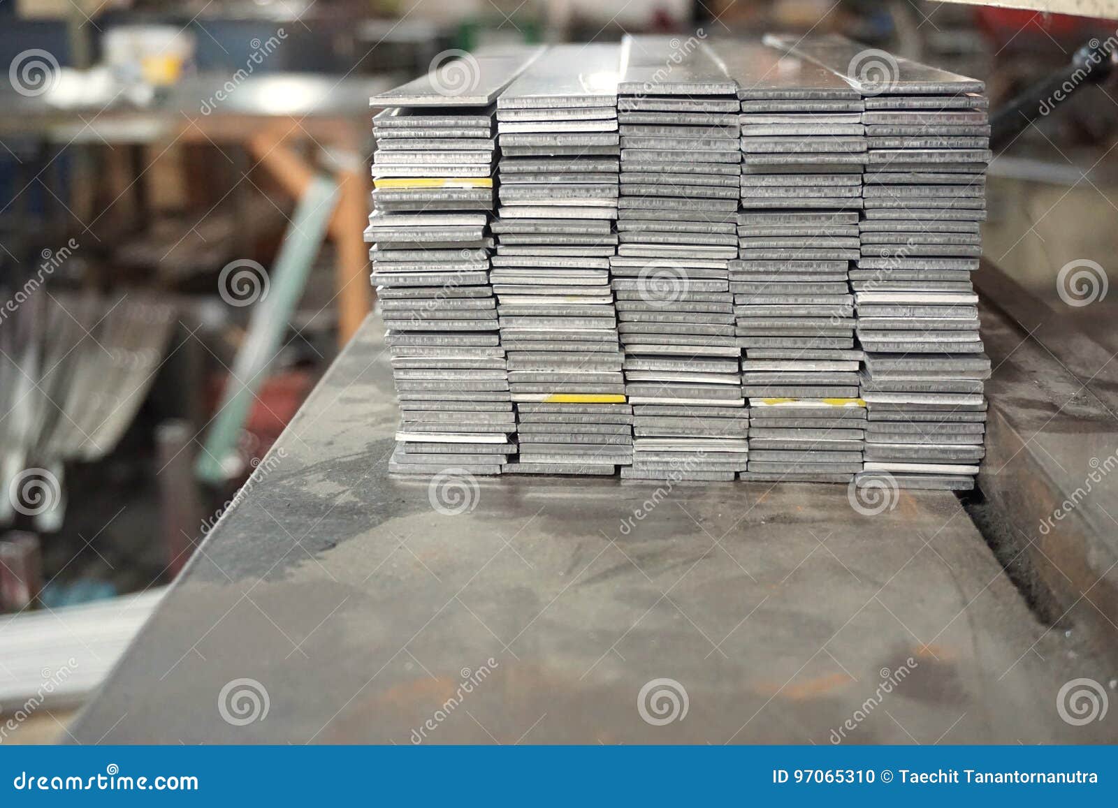 Stack of steel flat bar stock photo. Image of abstract - 97065310