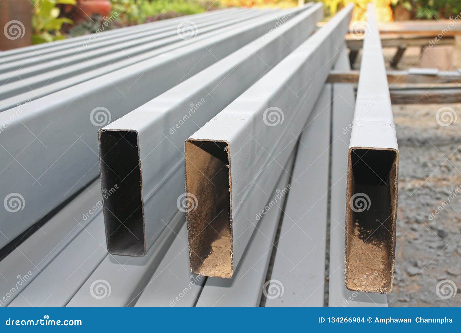 Stack steel on the ground stock photo. Image of bundle - 134266984