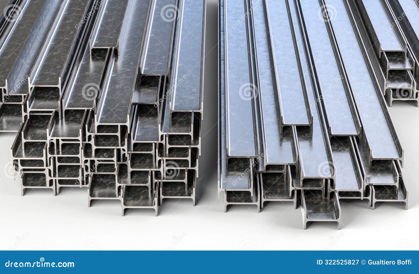 Stack of Steel I-beams for Construction Industry Stock Illustration ...
