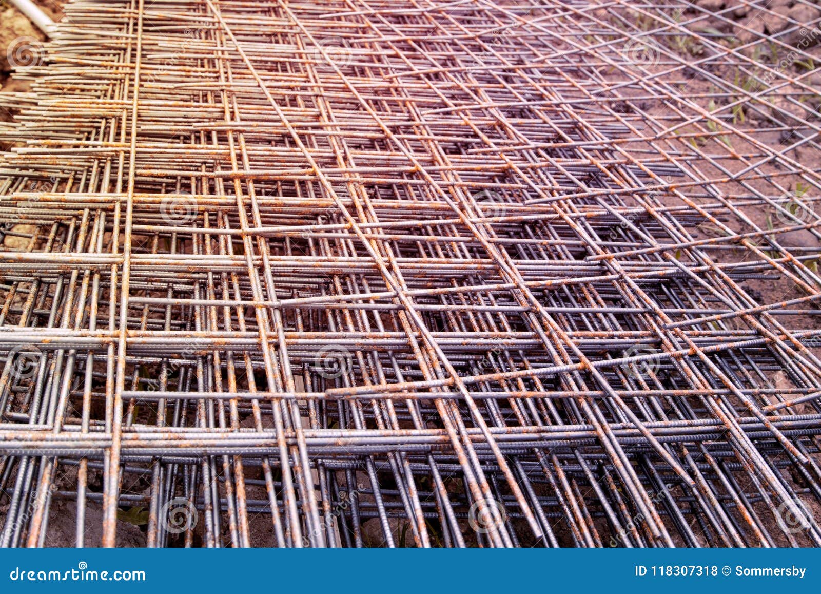 Stack of Steel Mesh for Reinforced Concrete Construction Stock Photo ...