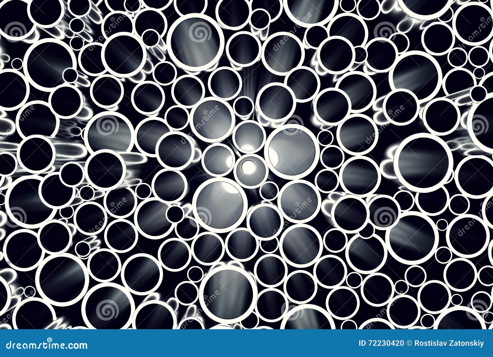 Stack of Steel Pipe Background, Front View. 3d Illustration Stock ...