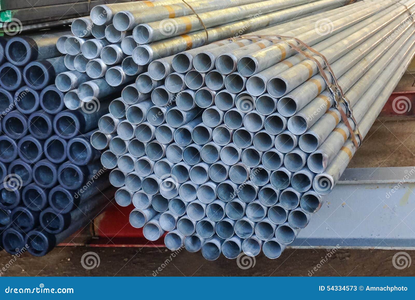 Stack of Steel Pipes Bar - Iron Metal Rail Lines Material. Stock Image ...