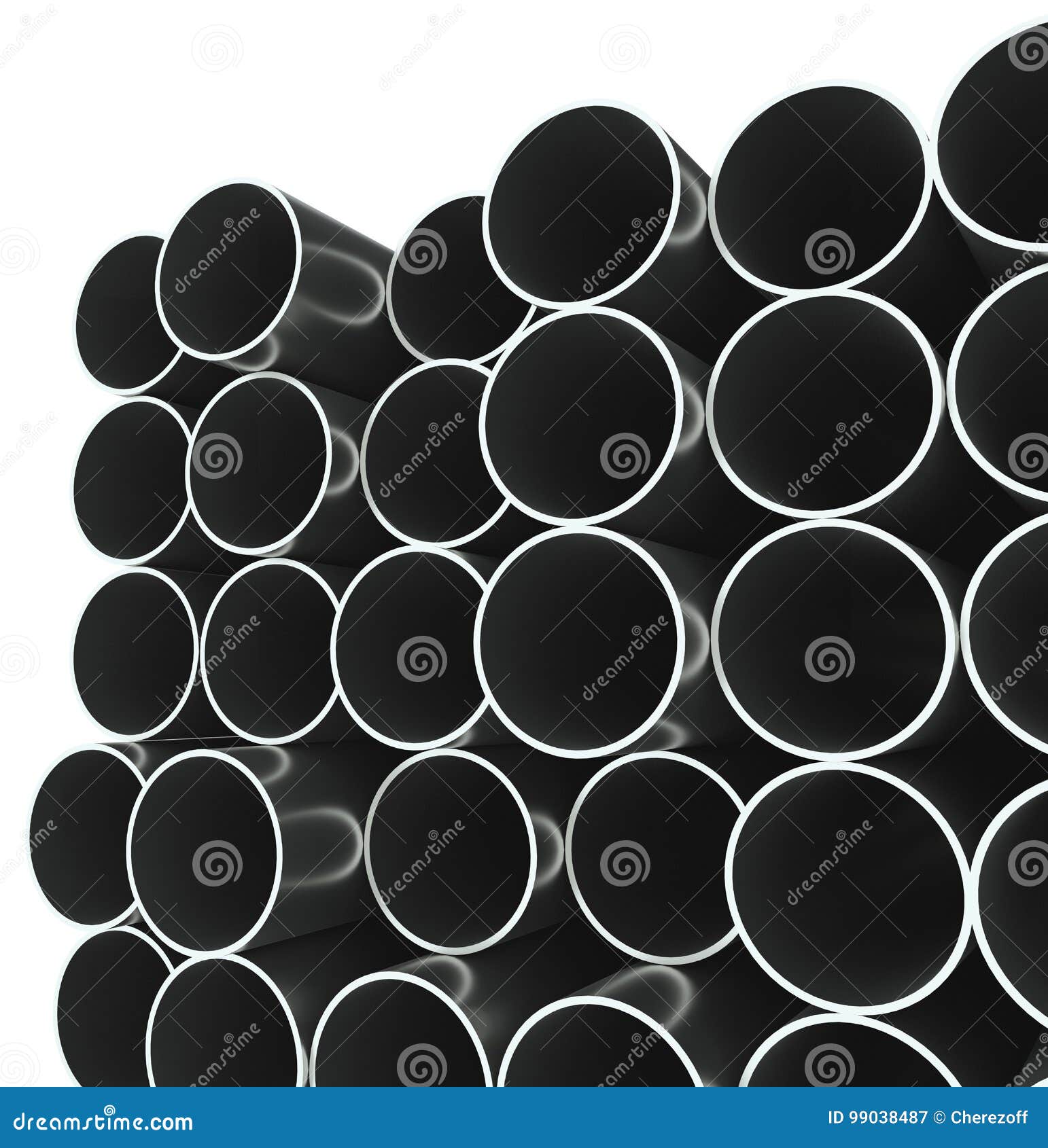 Stack of Steel Pipes. 3D Illustration Stock Illustration - Illustration ...