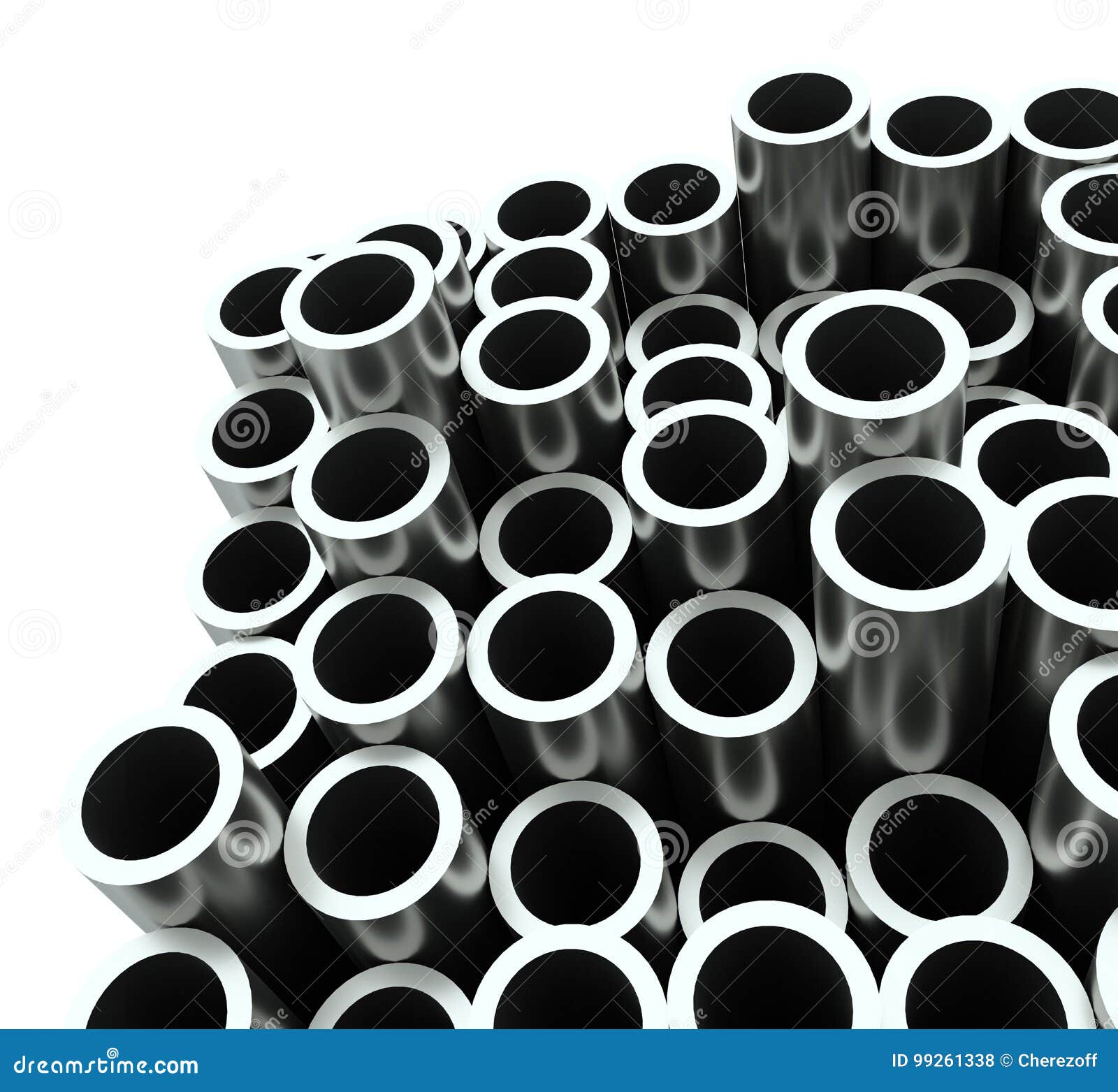 Stack of Steel Pipes. 3D Illustration Stock Illustration - Illustration ...