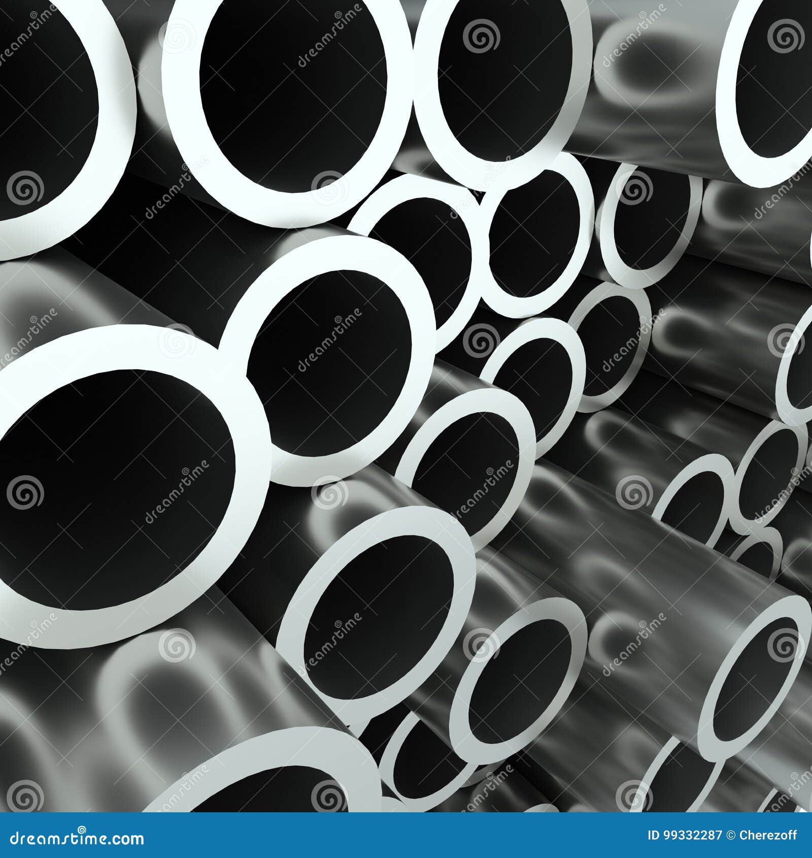 Stack of Steel Pipes. 3D Illustration Stock Illustration - Illustration ...