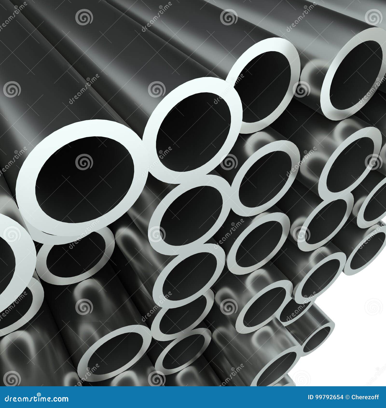 Stack of Steel Pipes. 3D Illustration Stock Illustration - Illustration ...
