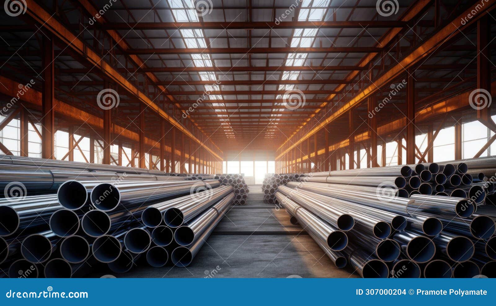 Stack of Steel Pipes in a Warehouse Stock Illustration - Illustration ...