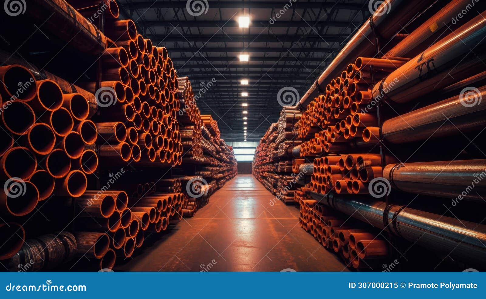 Stack of Steel Pipes in a Warehouse Stock Illustration - Illustration ...