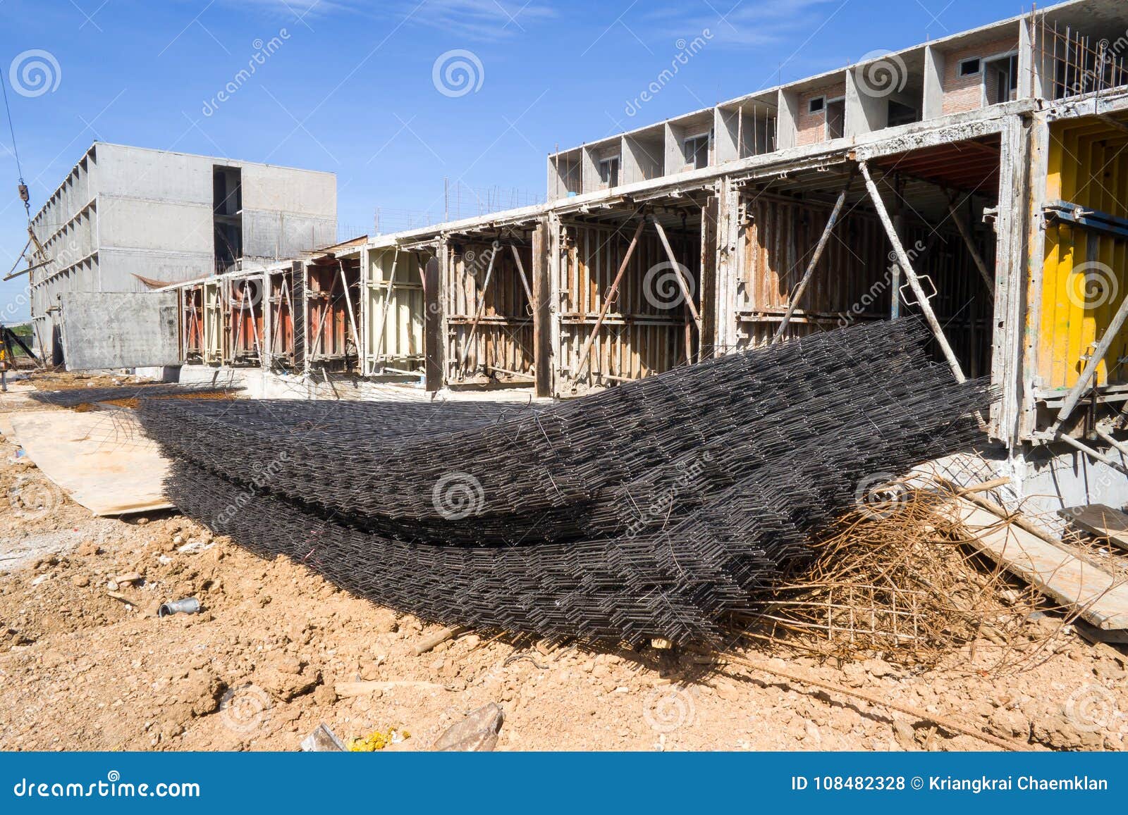 Stack Of Steel Reinforcement Bar For Construction Background Stock ...