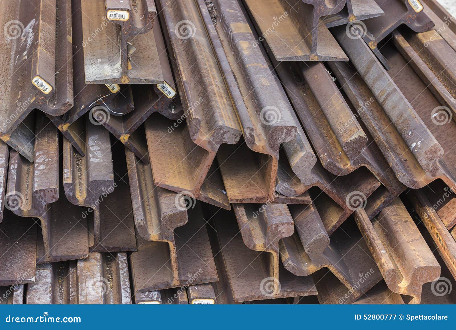Stack of Steel and Rusty Rail Profiles Stock Image - Image of railway ...