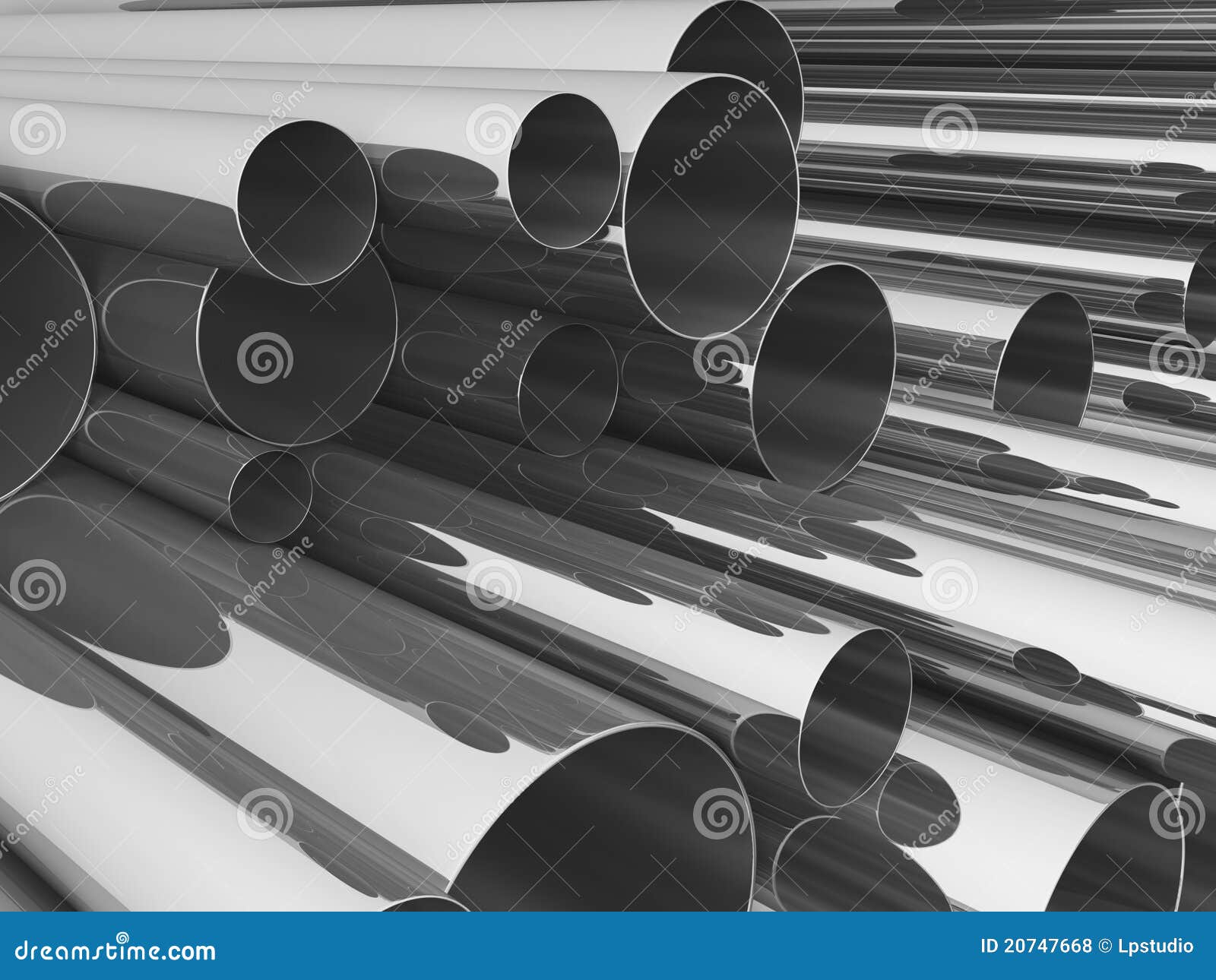 Stack of steel tubing 3d stock photo. Image of steel - 20747668