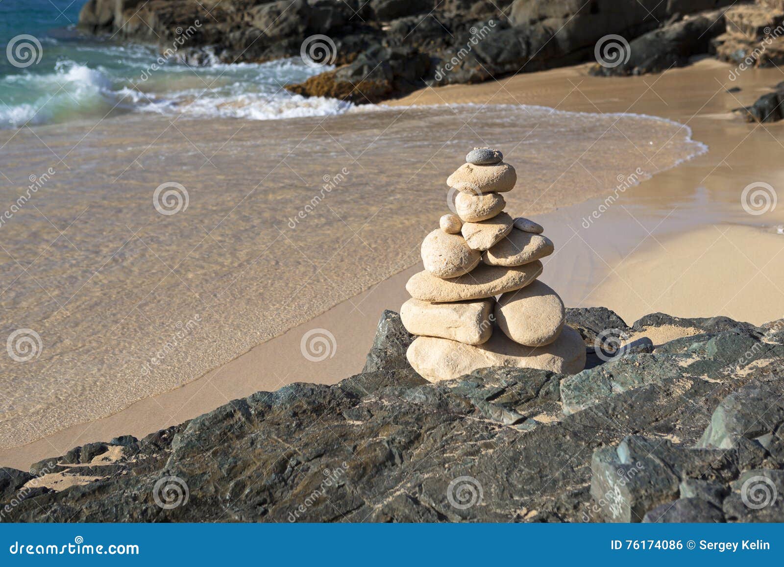Stack of Stones in Balance at a Beach Stock Photo - Image of coast ...