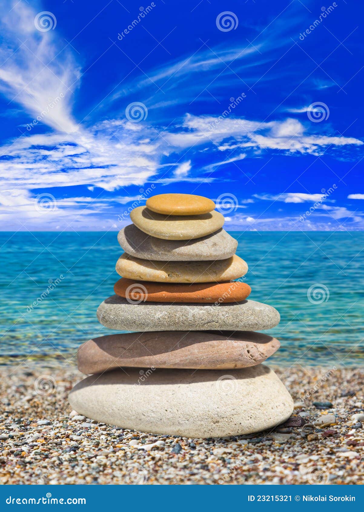 Stack of stones on beach stock image. Image of cloud - 23215321