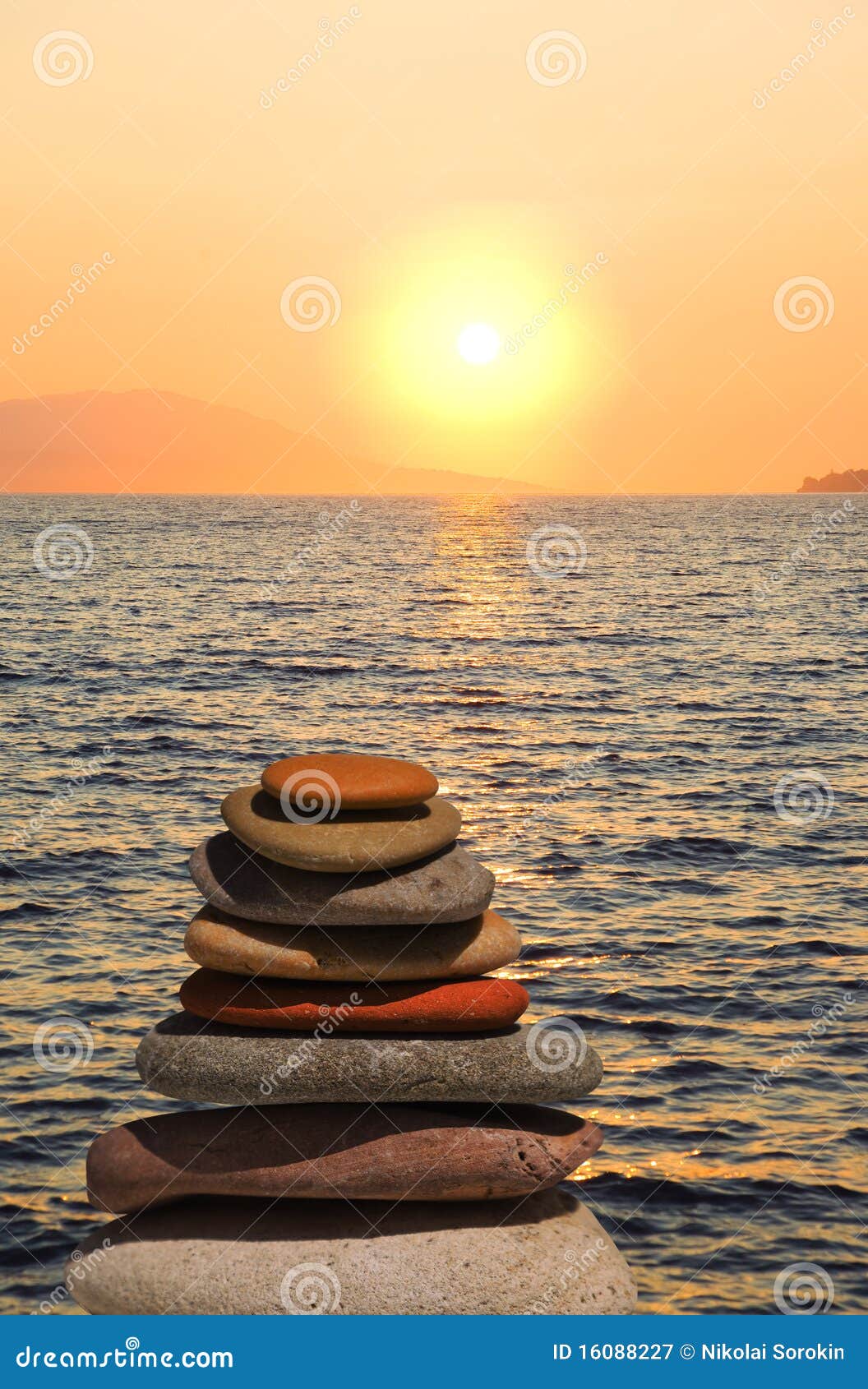 Stack of Stones on Beach at Sunset Stock Image - Image of beauty ...