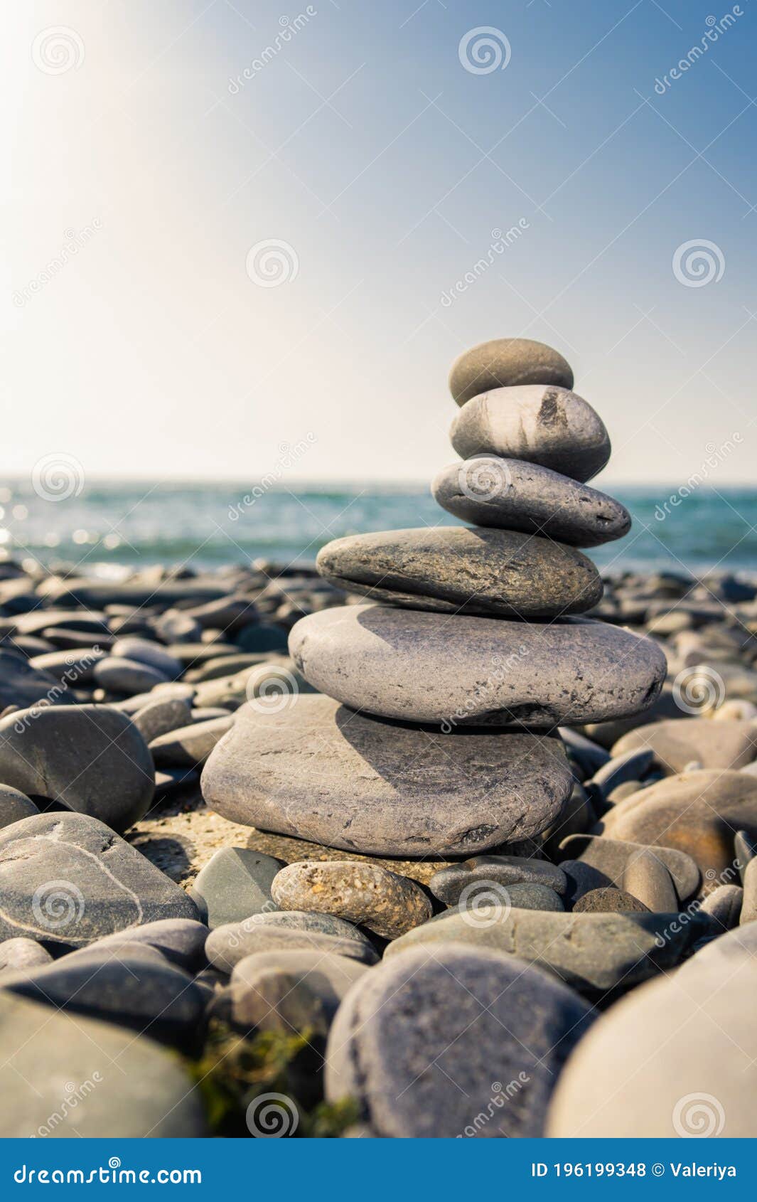 Stack Stones on the Coast of the Sea Stock Photo - Image of pile ...