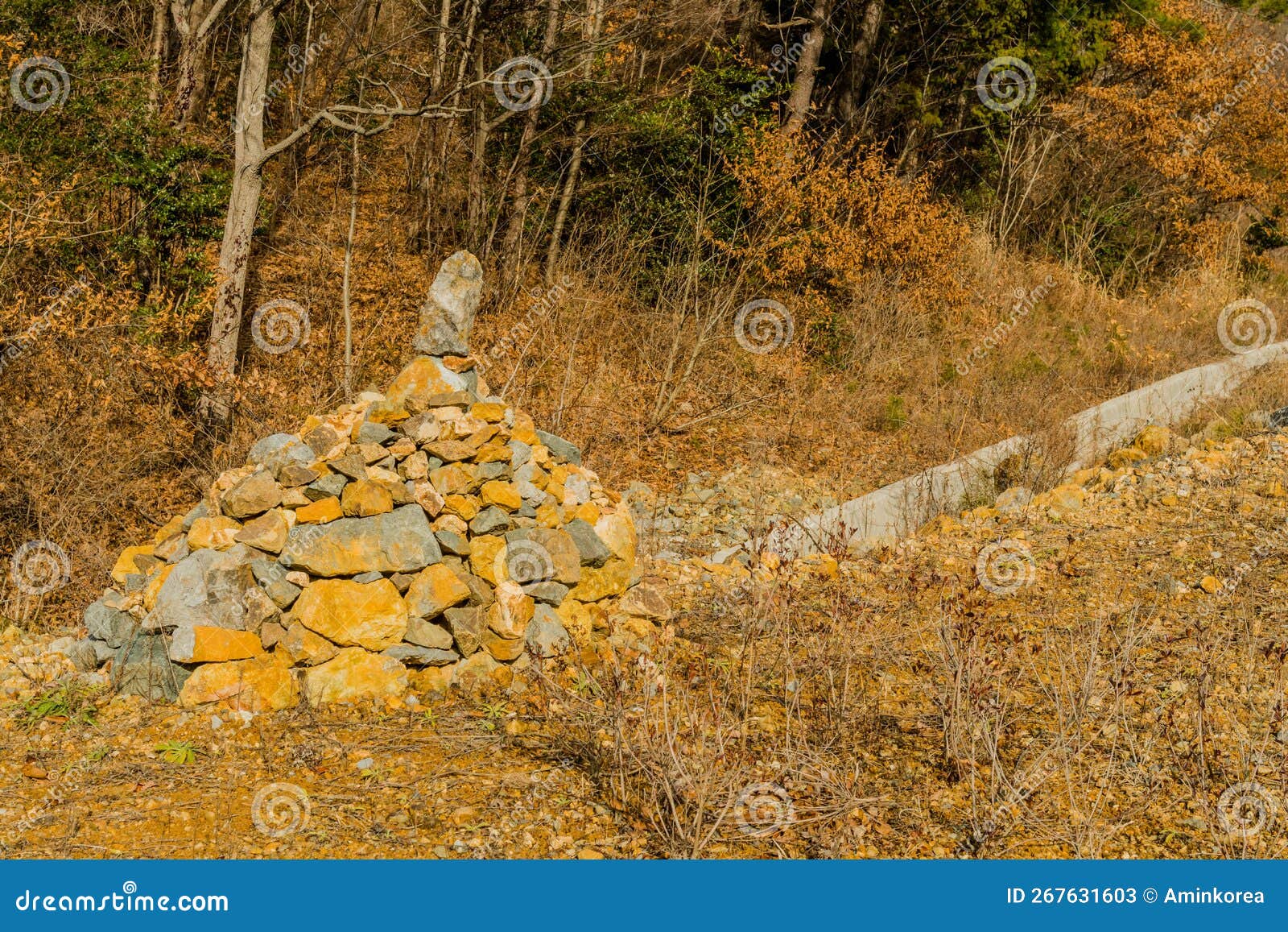 Stack of Stones on Hillside in Countryside Stock Image - Image of ...